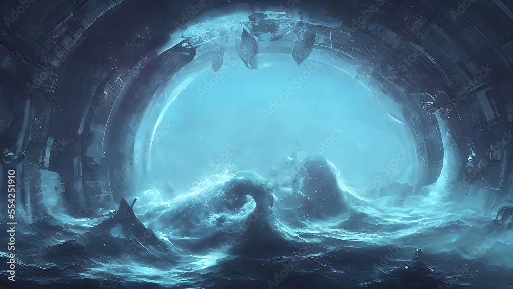 A portal to the void deep below the mariana trench, Illustration ...