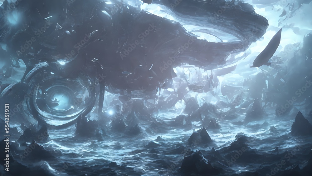 A portal to the void deep below the mariana trench, Illustration ...