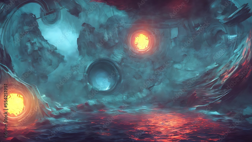 A portal to the void deep below the mariana trench, Illustration ...