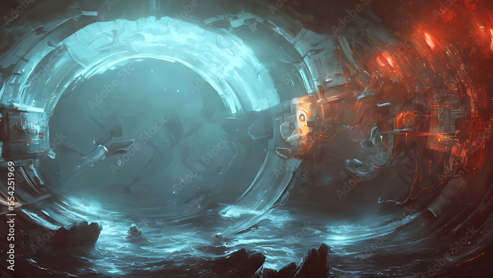 A portal to the void deep below the mariana trench, Illustration ...