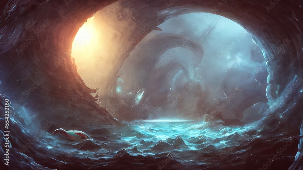 A portal to the void deep below the mariana trench, Illustration ...