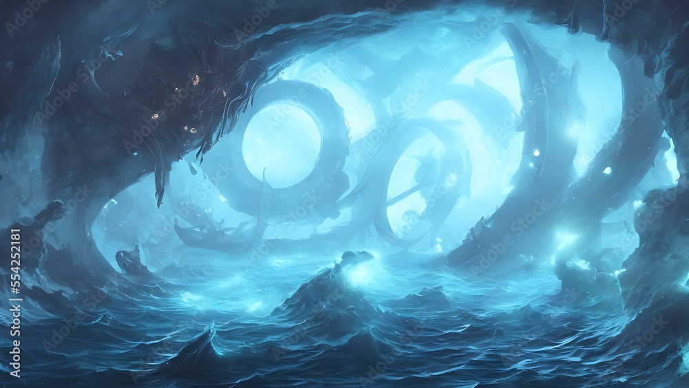 A portal to the void deep below the mariana trench, Illustration ...