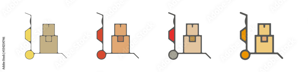 Pictogramme icones et logo transpalette diable charge colis couleur ...