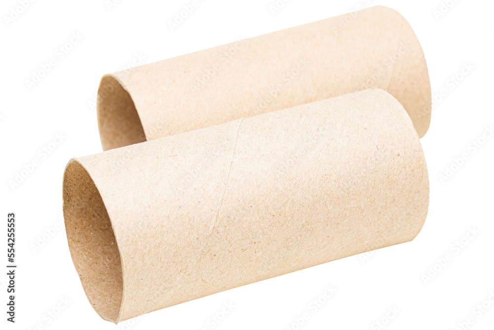 Empty toilet paper rolls isolated on white background. Toilet paper ...