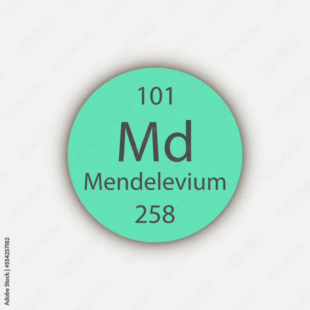 Mendelevium symbol. Chemical element of the periodic table. Vector ...