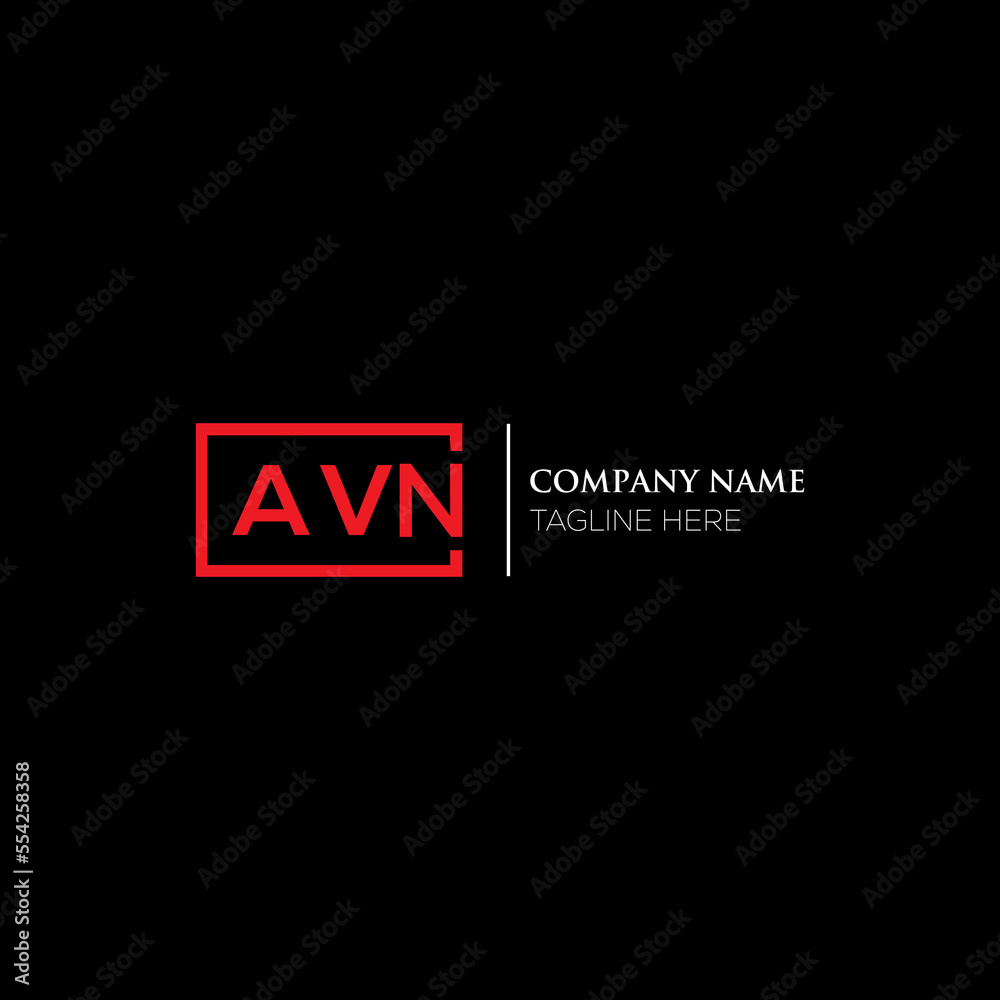 AVN letter logo design on black background. AVN creative initials ...