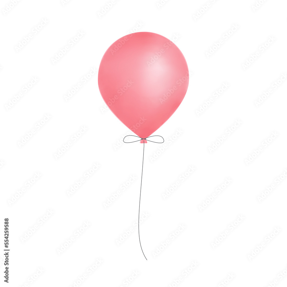 Cute Pink Watercolor Balloon Transparent Clipart Stock Illustration ...