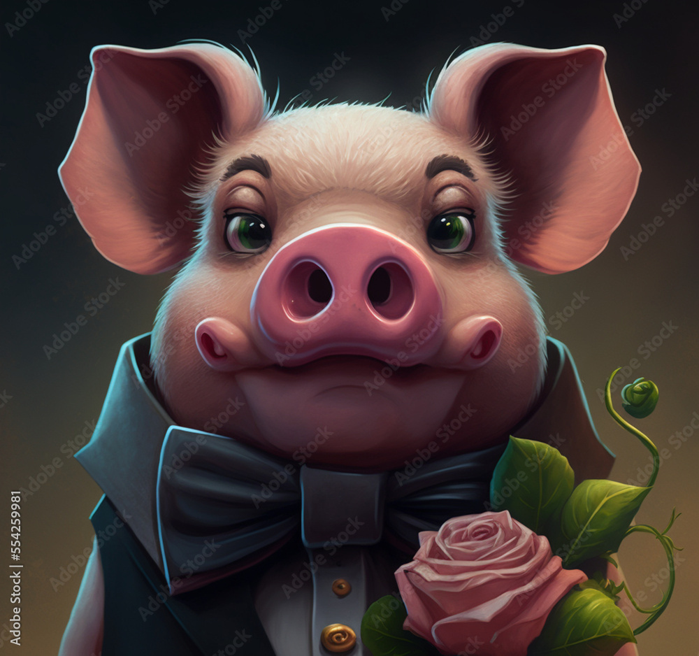 Cute Piglet Portrait Stock Illustration | Adobe Stock