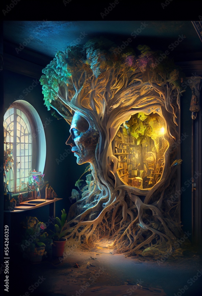 Generative AI abstract render of a mockup human head Stock Illustration ...