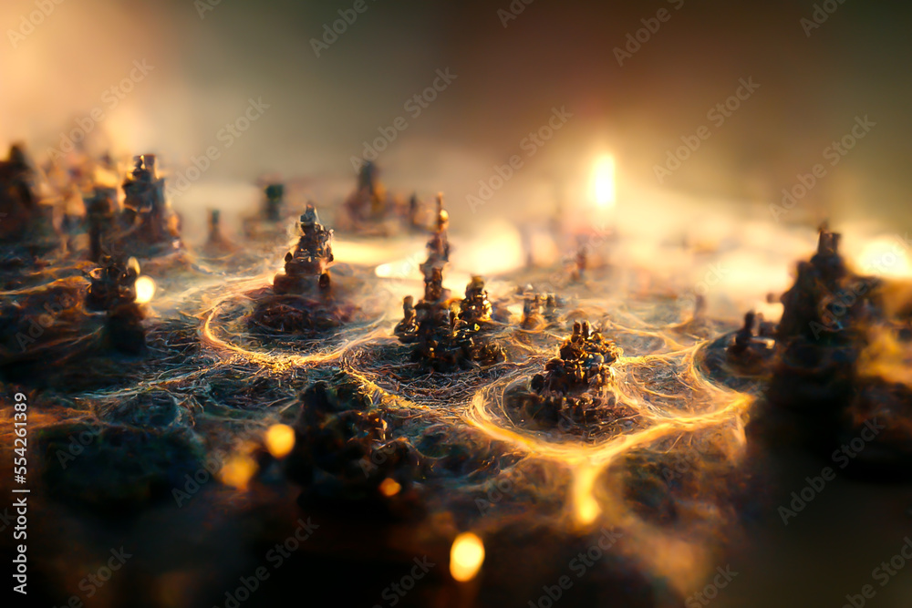 Fractal neurons of planetary creation in the cosmos. The magma and lava ...