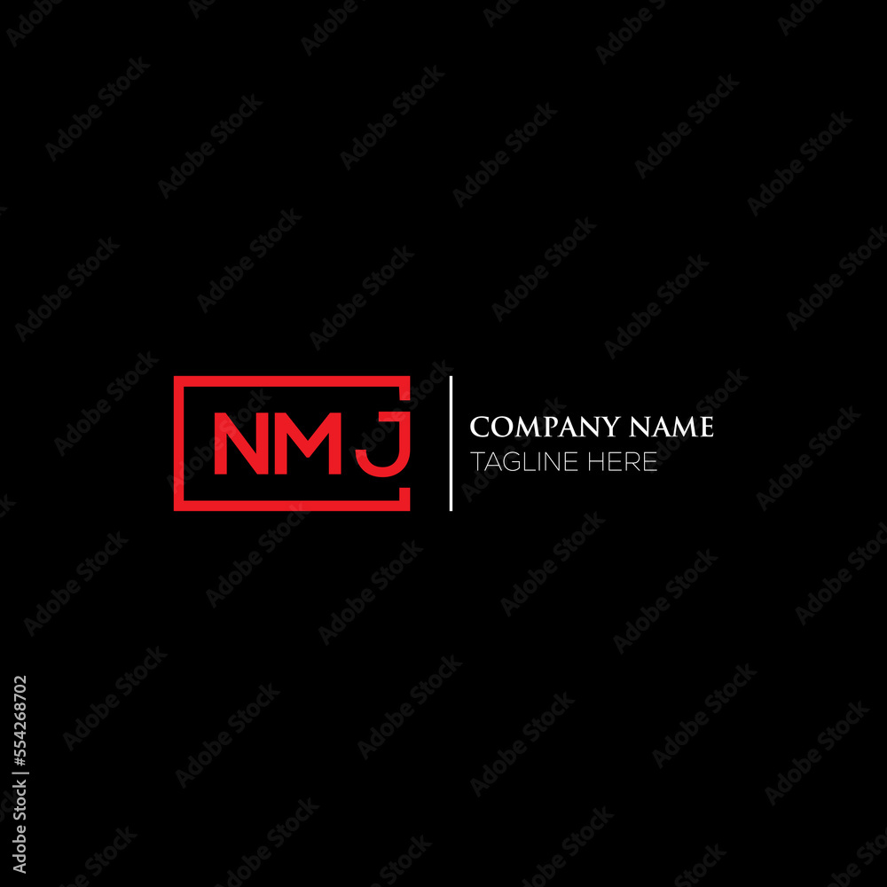 NMJ letter logo design on black background. NMJ creative initials letter logo concept. NMJ ...