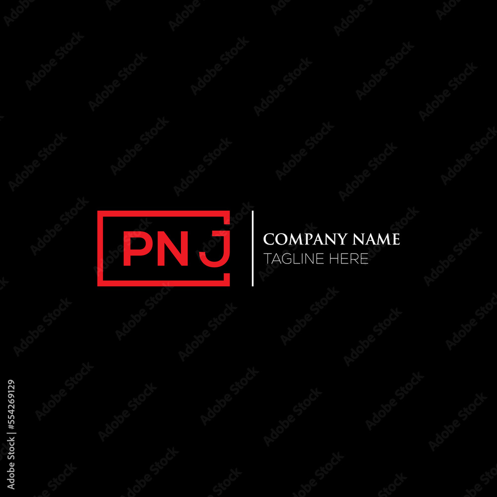 PNJ letter logo design on black background. PNJ creative initials ...