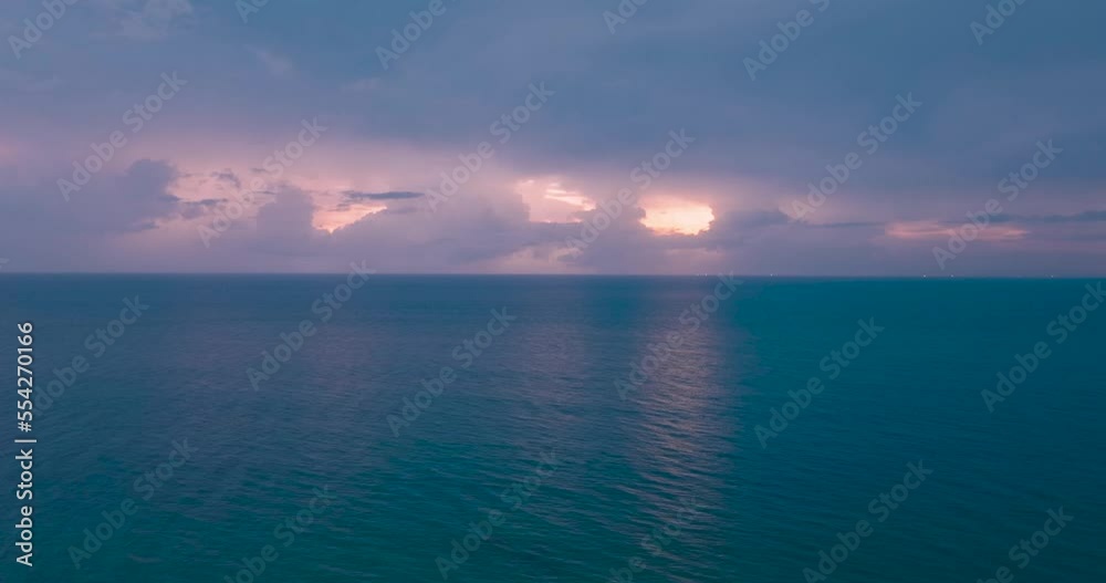 Drone video aerial view sea horizon as far as the eye can see One part ...