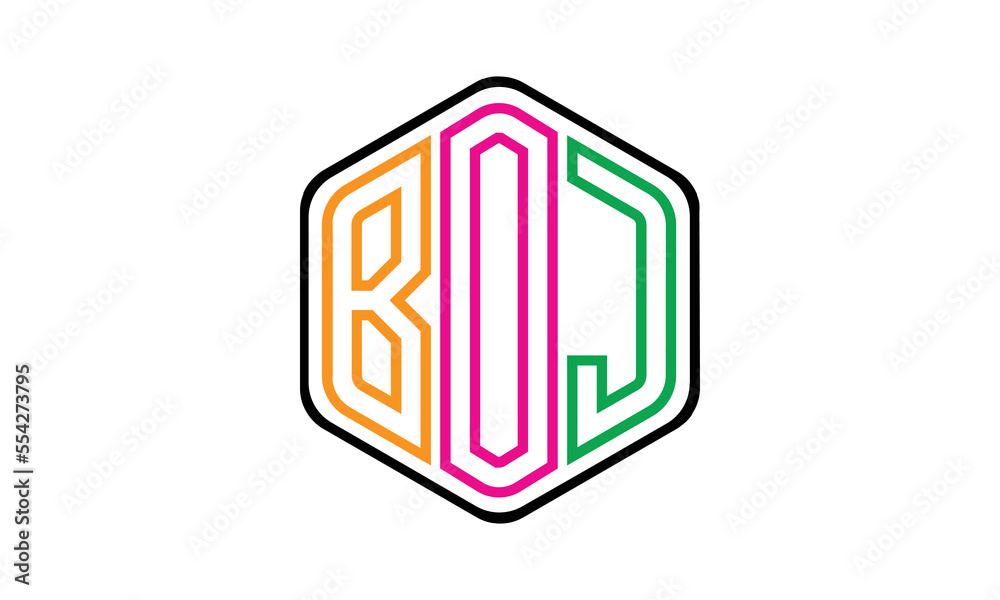 BOJ three-letter polygon iconic logo design vector template, monogram ...