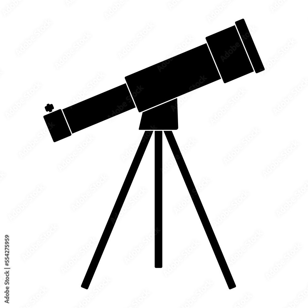 Clean and simple telescope illustration, line art, clipart, geometric ...
