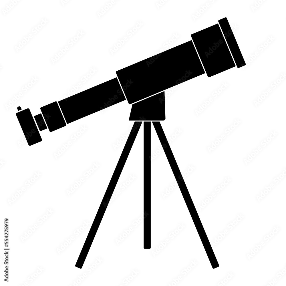 Clean and simple telescope illustration, line art, clipart, geometric ...