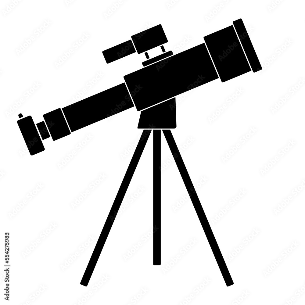 Clean and simple telescope illustration, line art, clipart, geometric ...