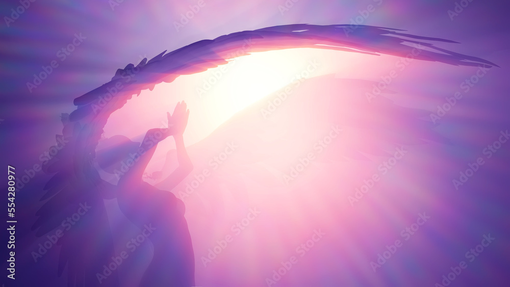 3d illustration of astral energy from a praying angel Stock ...