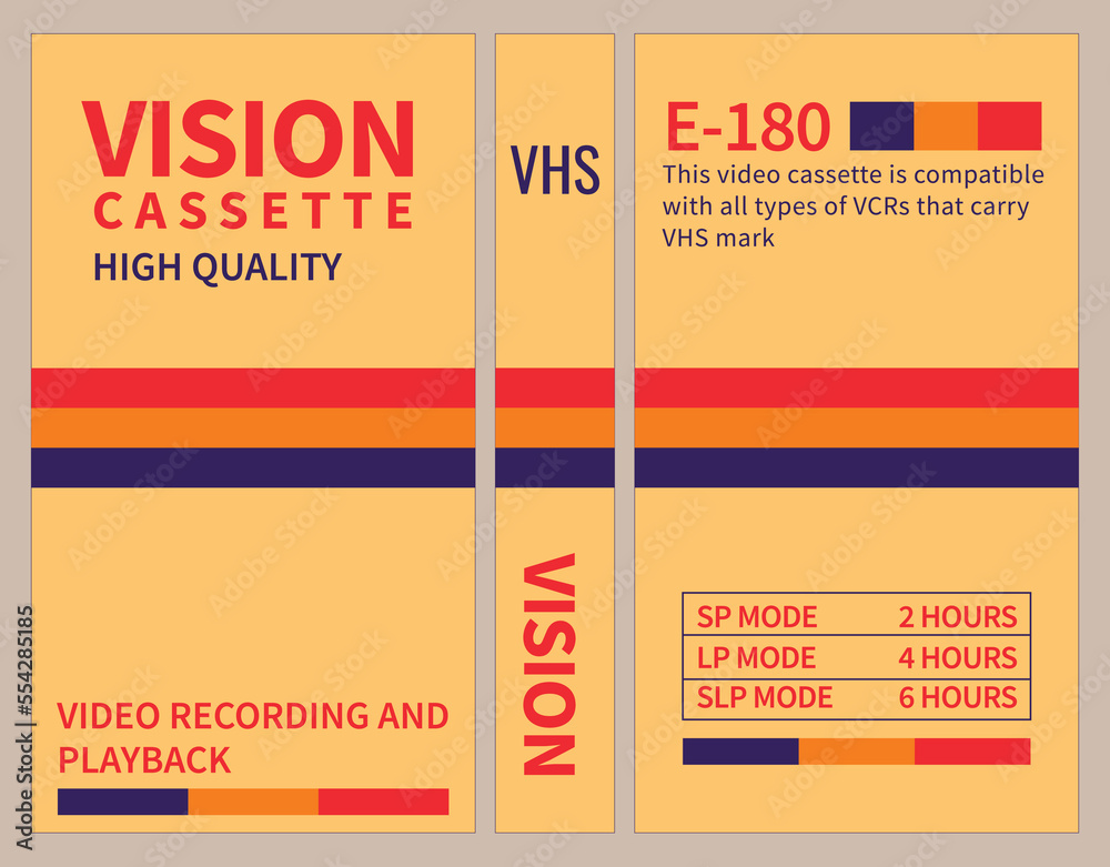 Yellow VHS Cassette Cover Template Vector Stock Vector | Adobe Stock