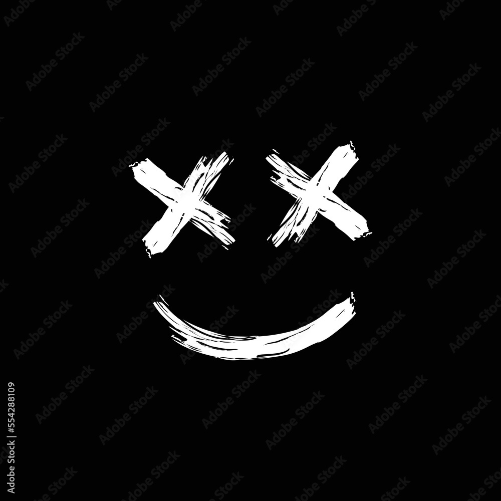 vector emoticon smiley face with crossed eyes paint brush isolated on ...