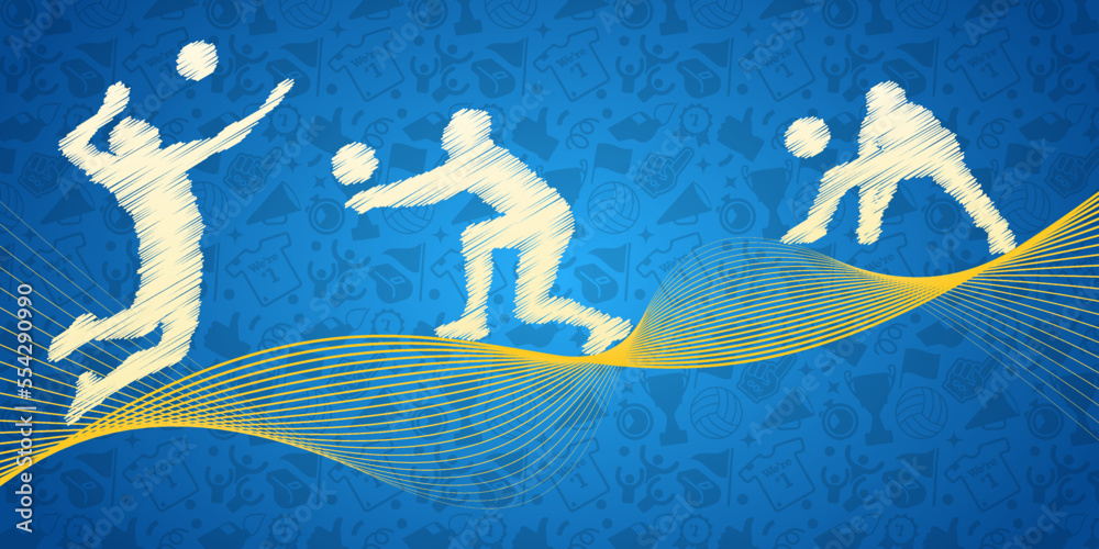 Volleyball abstract lines with wave design. Creative sport concept. Art ...