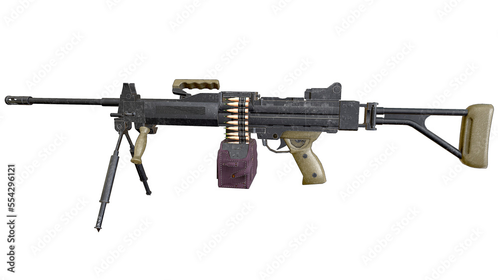 Negev machine gun left side view Stock Illustration | Adobe Stock