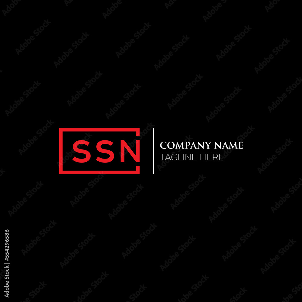 SSN letter logo design on black background. SSN creative initials ...