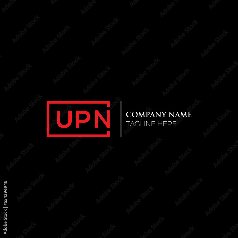 UPN letter logo design on black background. UPN creative initials ...