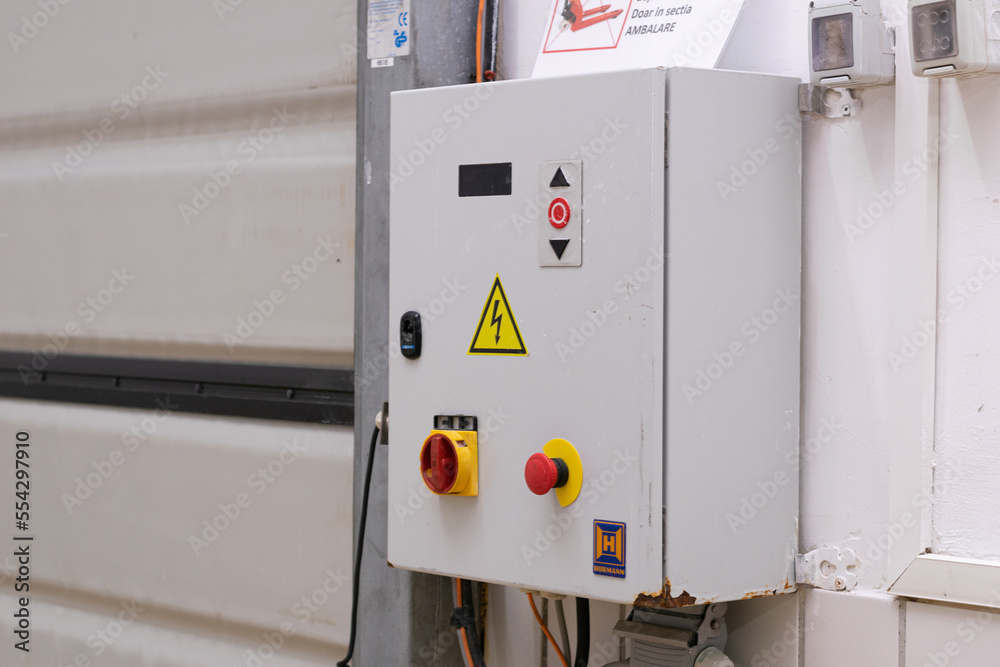 Electric box with buttons for pronation of appliances in the factory ...