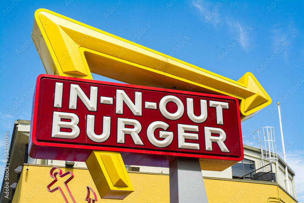 Large In-N-Out Burger billboard in SAN FRANCISCO, CA, USA on SEP 11 ...