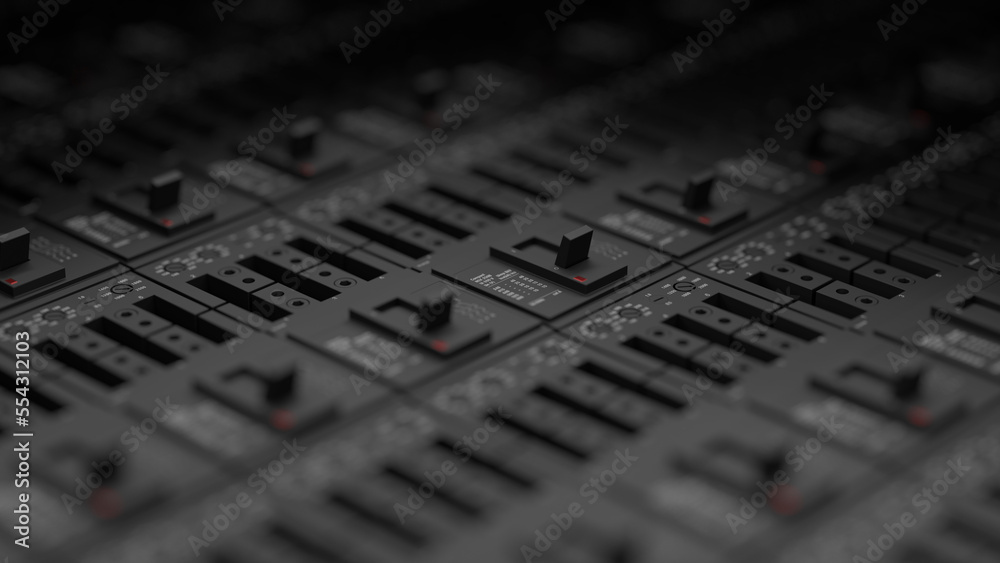 Dark technology background with control panel. Black switch lever ...