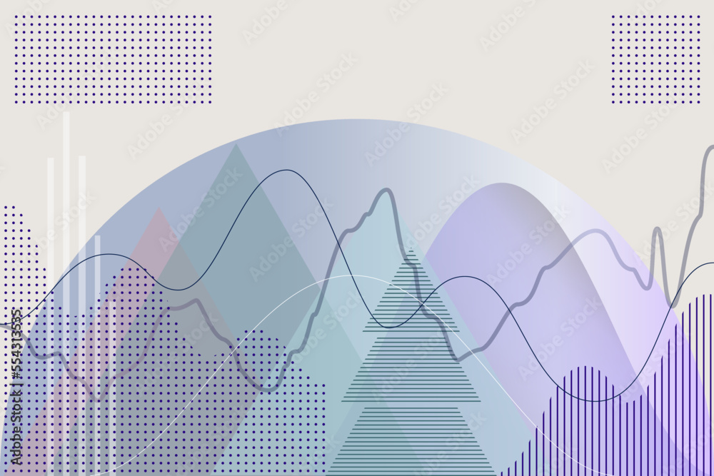 Graphs, diagrams, parabolas, geometric shapes on Blue green gradient ...