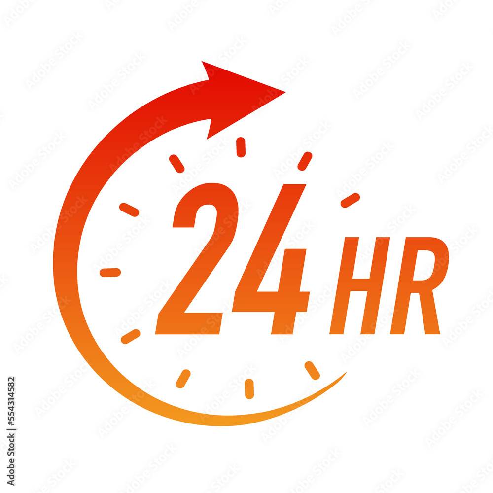 24 hours timer vector symbol color style isolated on white background ...