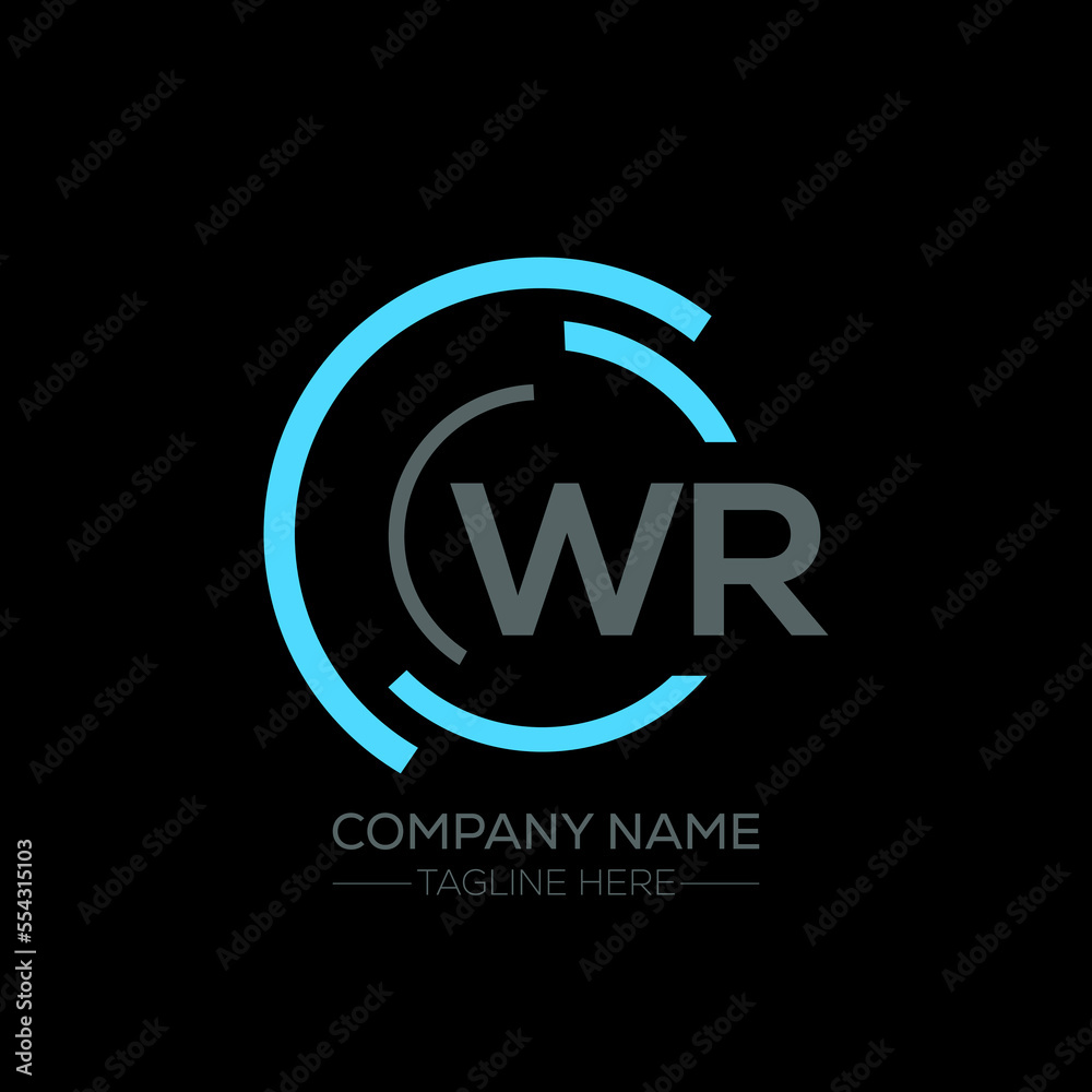 WR logo monogram isolated on circle element design template, WR letter ...