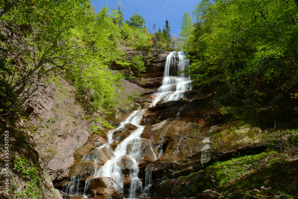 The Beulach Ban waterfalls on the North Aspy River, Cape Breton.; Cape ...