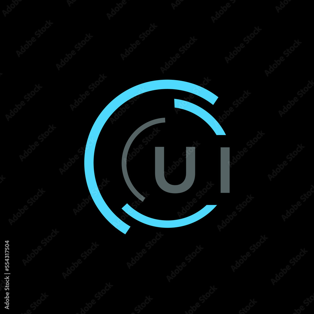 UI logo monogram isolated on circle element design template, UI letter ...