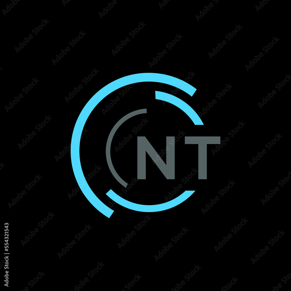 NT logo monogram isolated on circle element design template, NT letter ...