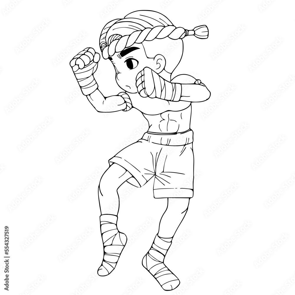 Thai boxing ,Muaythai cartoon vector illustration isolated on white ...