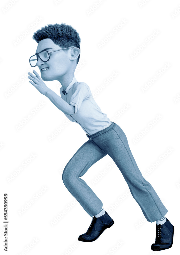 nerd cartoon running Stock Illustration | Adobe Stock