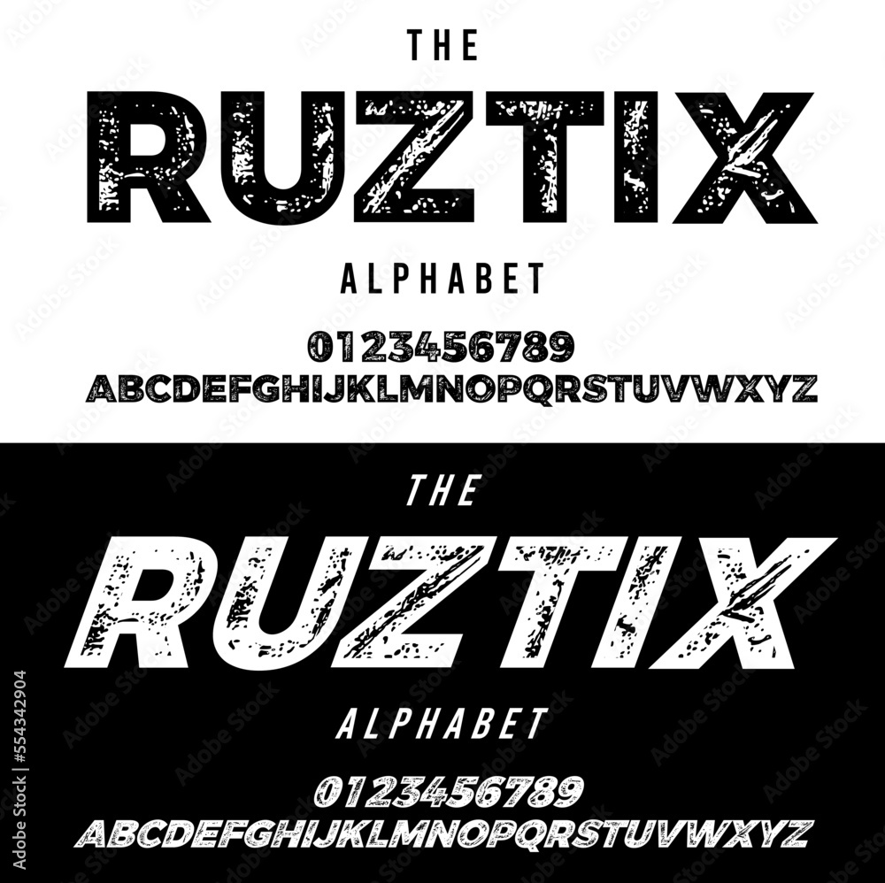 Distressed Font. Grunge Font. Rough Font. Vector Illustration Stock ...