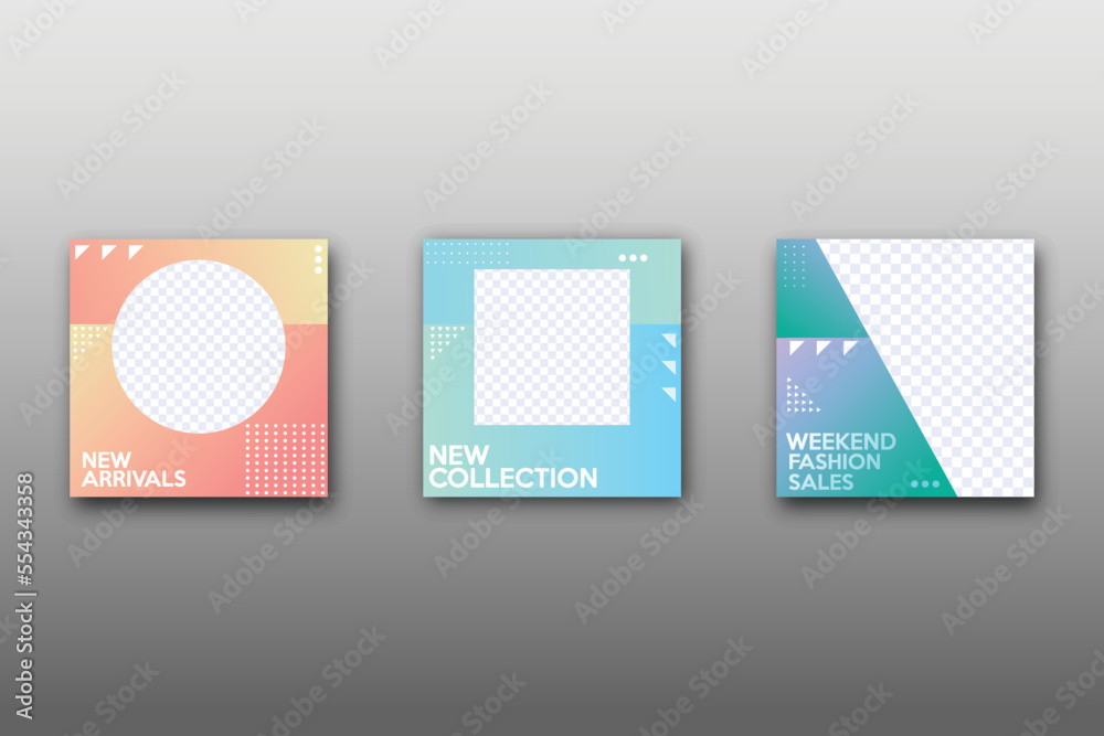 Colorful social media post template, Minimalistic geometric concept. An ...