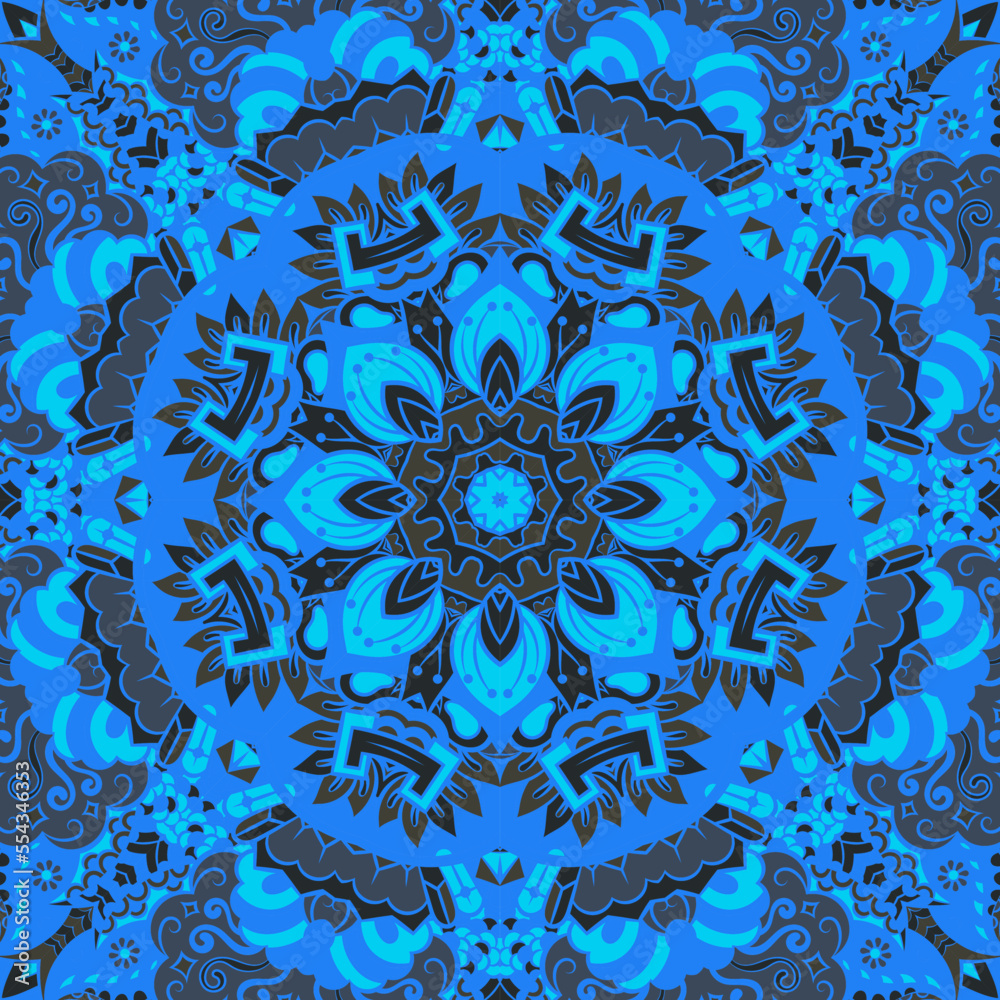 Seamless tile texture. Tracery mehndi design image. Dark toxic colors ...