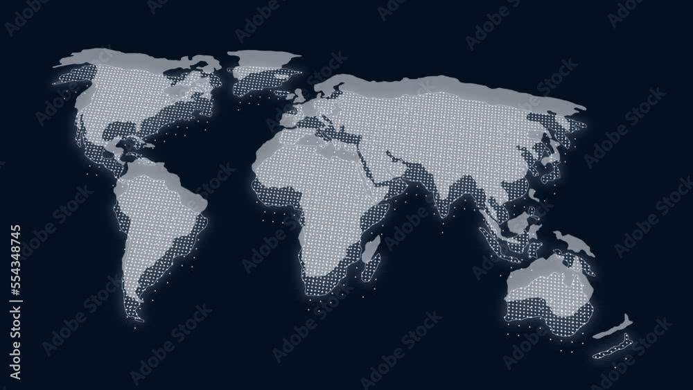World map animated with locations icon and perspective on blue ...