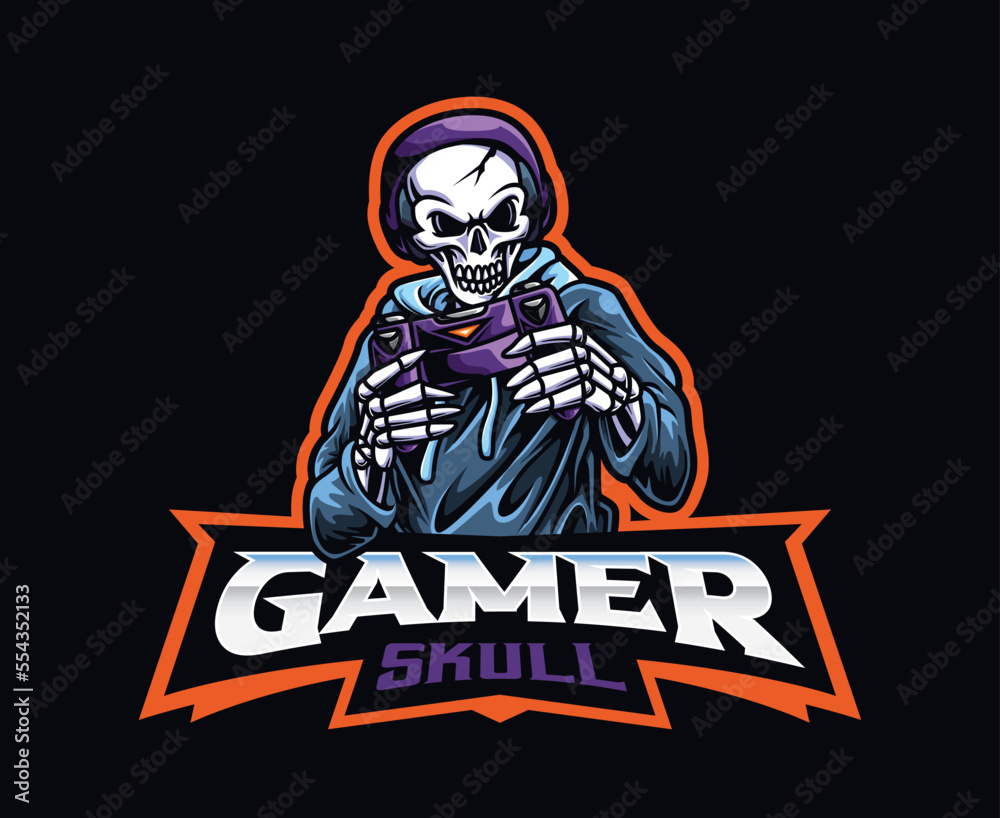 Skeleton gamer mascot logo dead. Skull gamer vector illustration Stock ...
