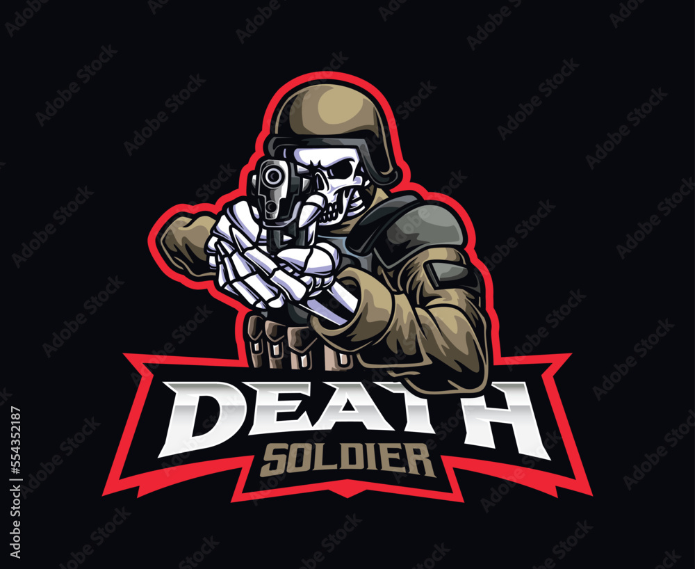 Death soldier mascot logo design. Skull soldier vector illustration ...