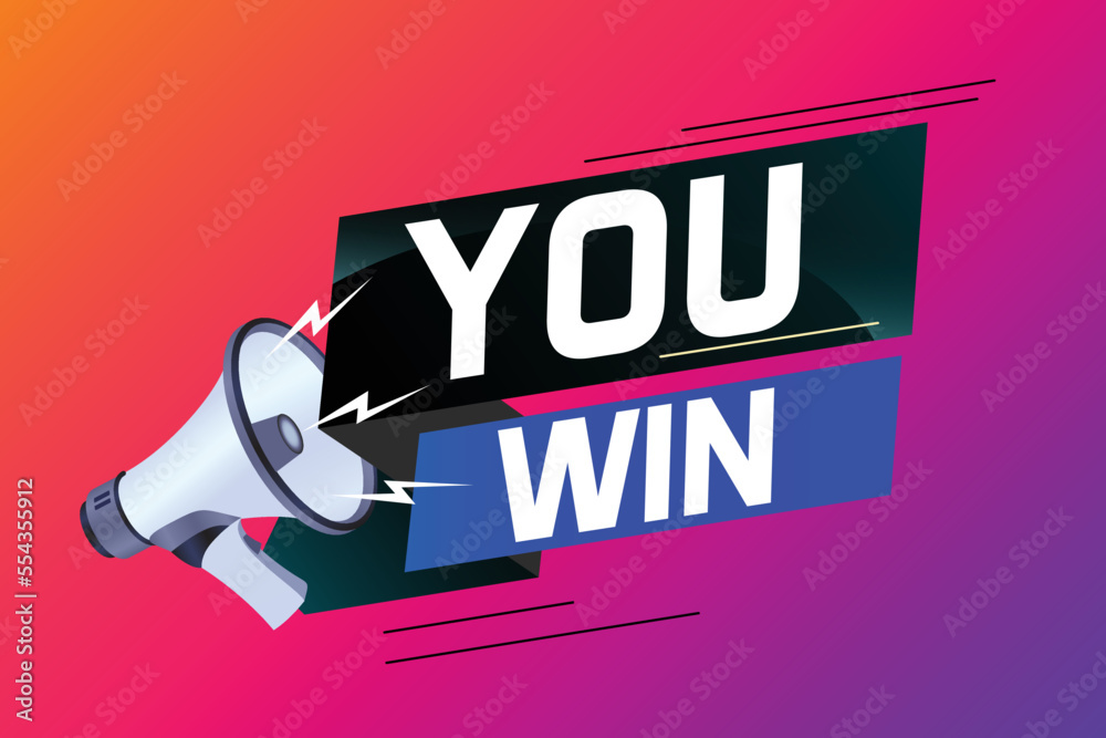 You win word concept vector illustration with megaphone and 3d style ...