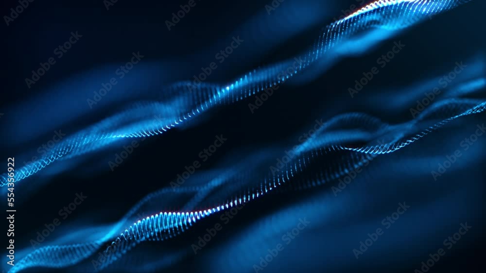 Abstract 3D loop rendering technology blue digital wave background concept for screen project ...