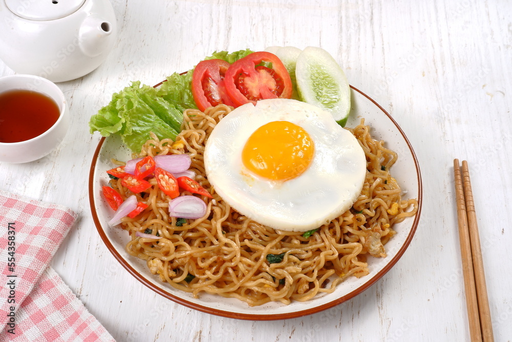 Fried Noodle Indomie Goreng,Served with Sunny Side Egg, Stock Photo ...