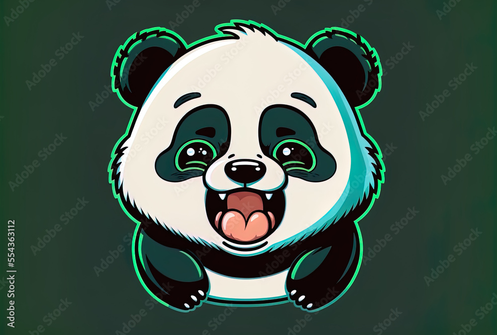 Cartoon icon of a laughing panda that is cute. Premium Icon of an ...