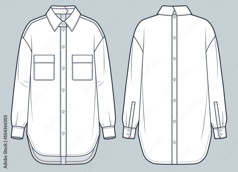 Shirt with pockets technical fashion Illustration. Shirt fashion ...